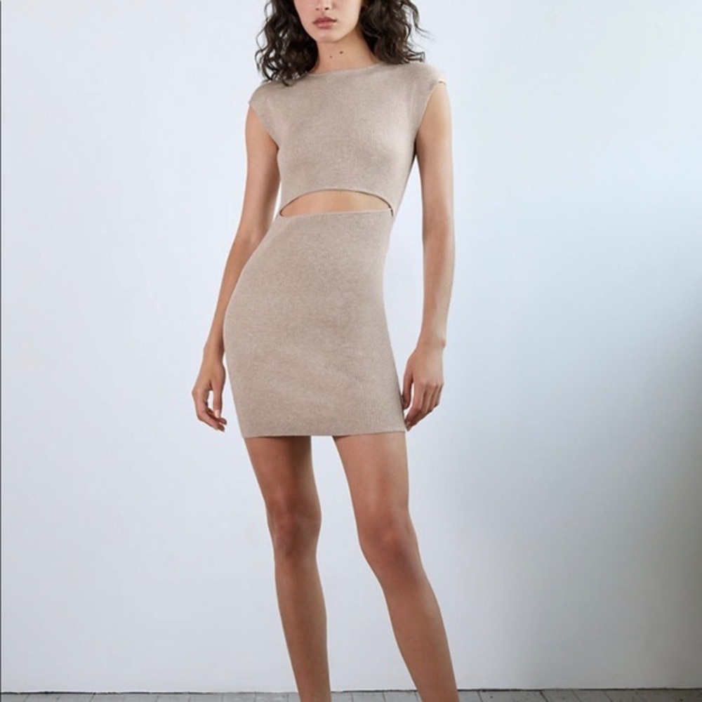 Aritzia Wilfred Free Cut-Out Knit Mini Dress Ribbed T… - Gem